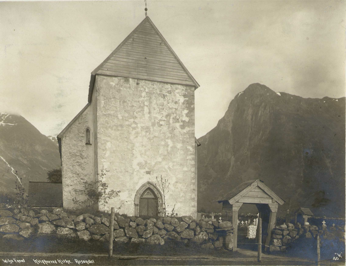 Kvinnherad kirke, Rosendal, Kvinnherad, Hordaland. Fotografert 1912 ...