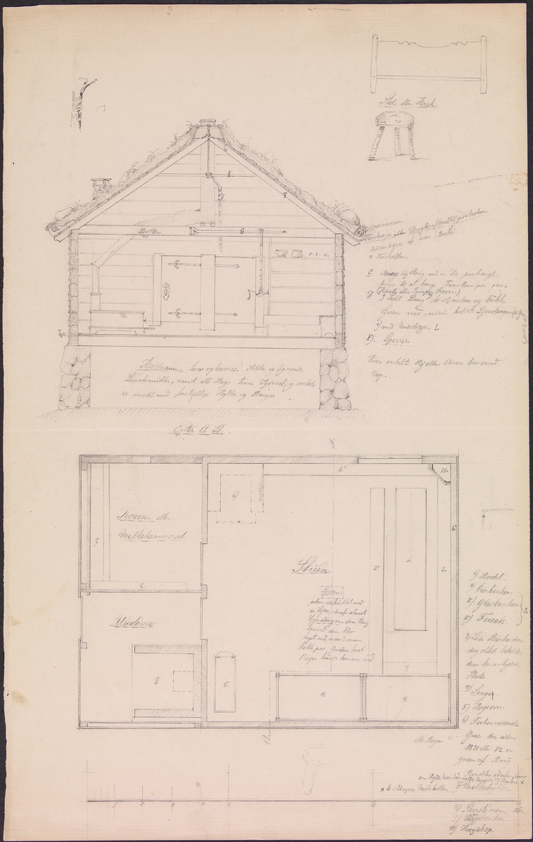 Stue [Plantegning] - Nasjonalmuseet, arkitektursamlingene / DigitaltMuseum