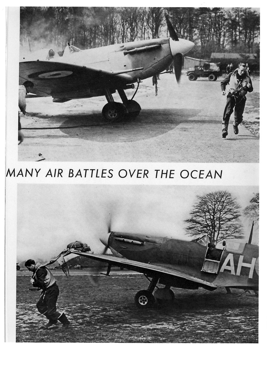 2 bilder i ett. Fly, propellfly, (Spitfire), på bakken, person ...