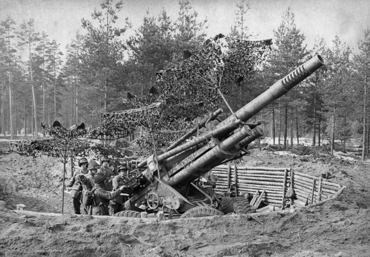 Haubits F. 15,5 cm. Eldberedd, A 6. - Miliseum / DigitaltMuseum