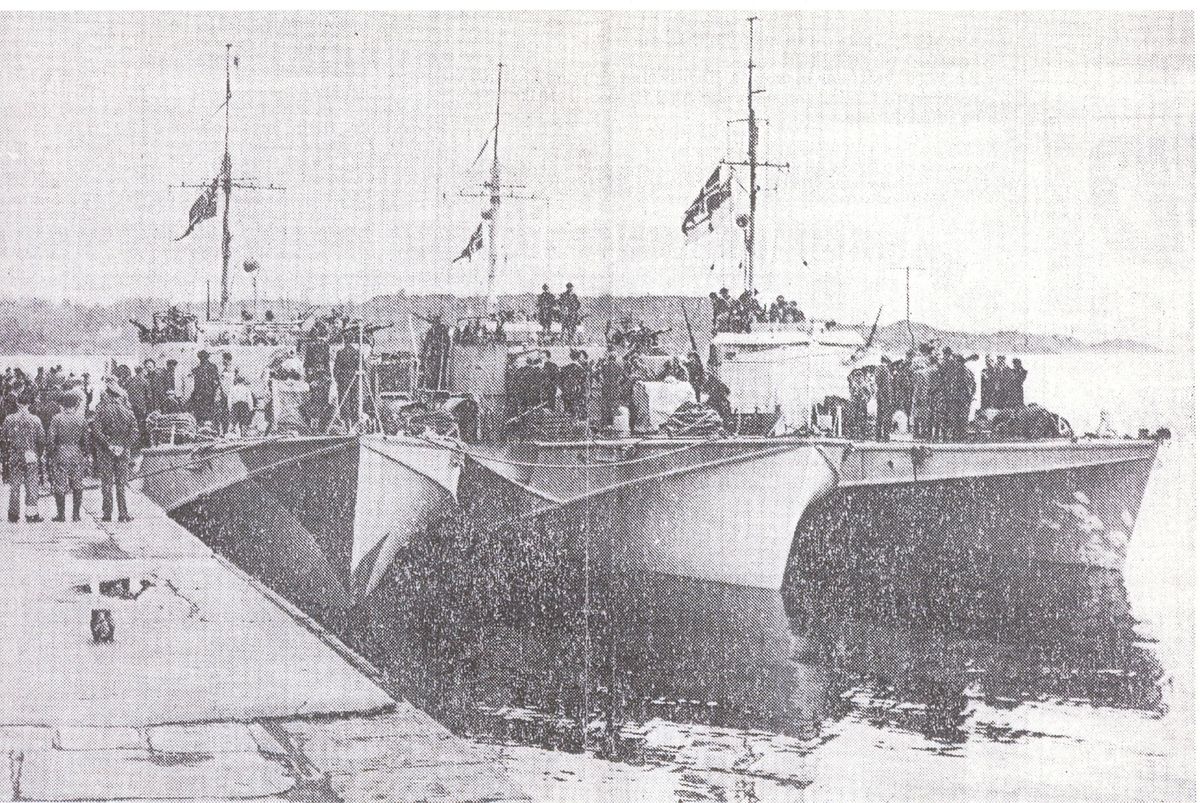 Tre Fairmile Type D motortorpedobåter i Leirvik på Stord, mai 1945. -#N ...
