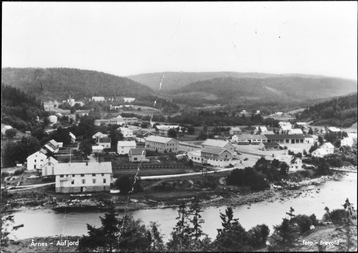 Postkort over Årnes sentrum Åfjord. - Museet kystens arv / DigitaltMuseum