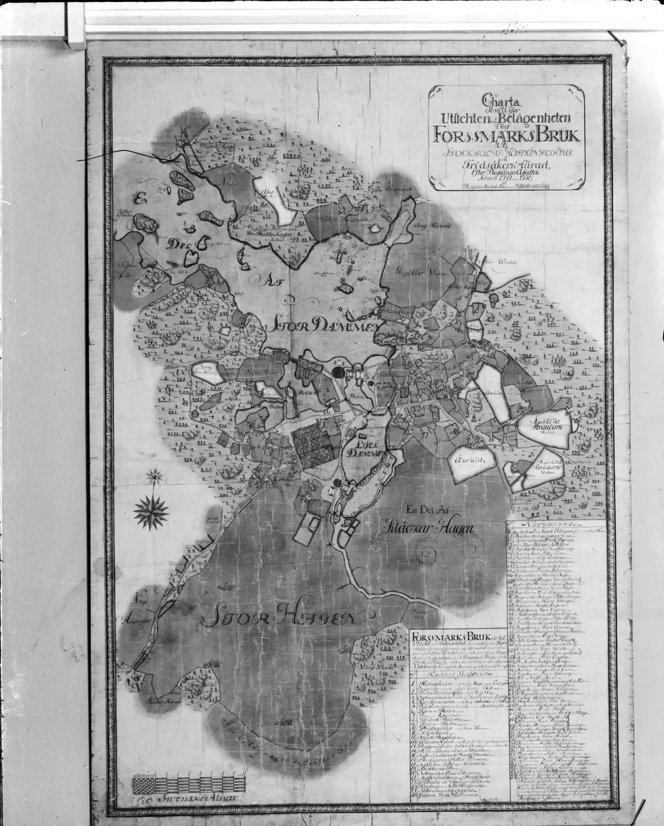 Karta över Forsmarks bruk, 1749-1750, Östhammar, Uppland ...