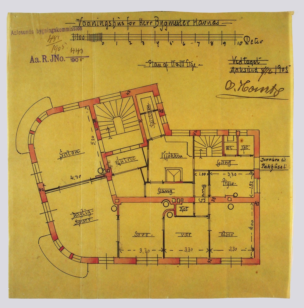 Vaaningshus for herr Bygmester Havnæs [Arbeidstegning ...