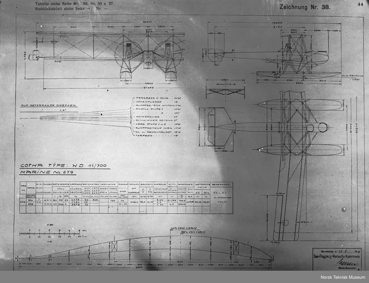 Avfotografert tegning av Gotha WD.11/700 - Norsk Teknisk Museum ...