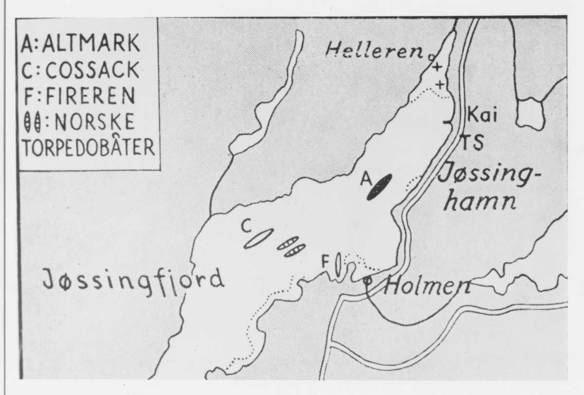 Altmark-affæren kart - Dalane Folkemuseum / DigitaltMuseum