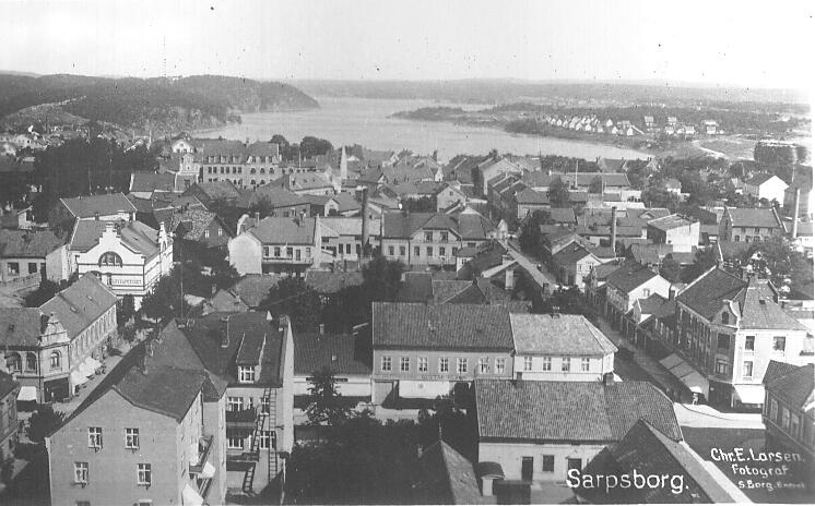 Sarpsborg sentrum sett fra kirketårnet mot Glengshølen - Sarpsborg ...