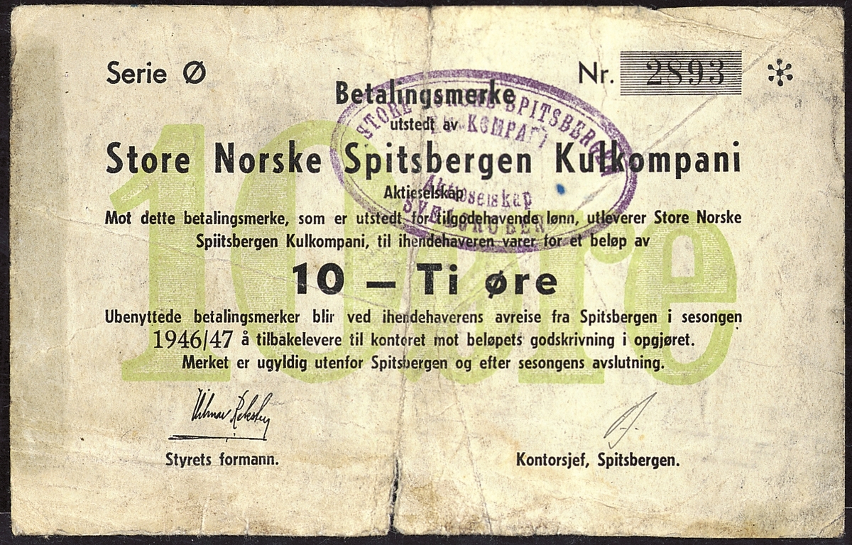 Svalbardsedler SNSK - Svalbard museum / DigitaltMuseum