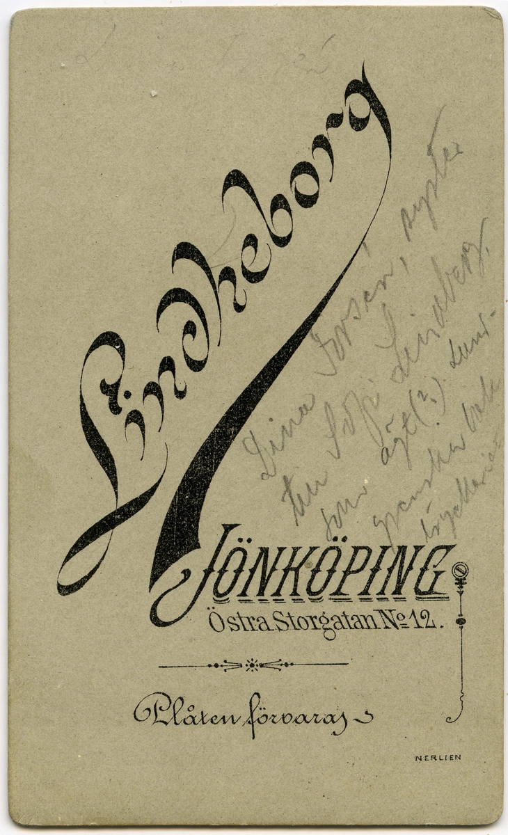 Porträtt på Dina Forsén född Lindberg har varit ägare av Lundgrenska boktryckeriet. Jönköping ...