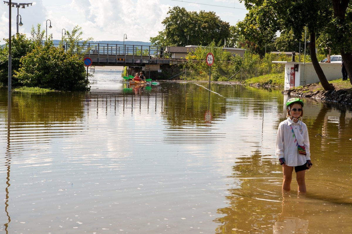 Flom i Mjøsa sommeren 2023. Mjøsflom. Flom 2023. Hamar sentrum ...