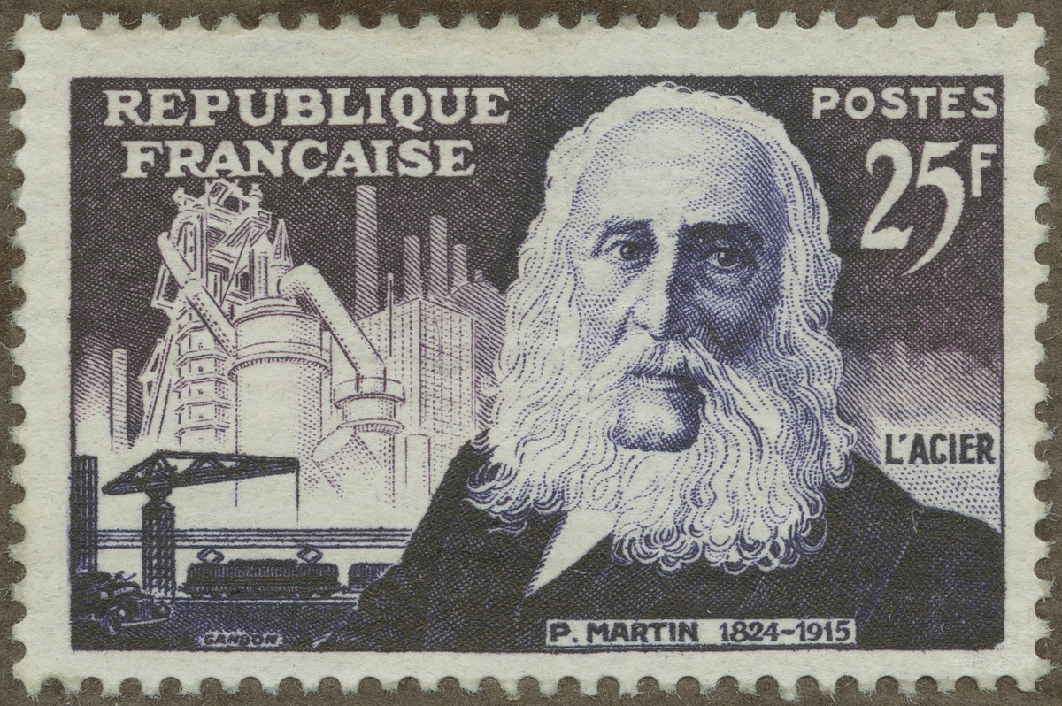 Frimärke med motiv av Pierre-Émile Martin, 1824-1915. Ingenjör och ...