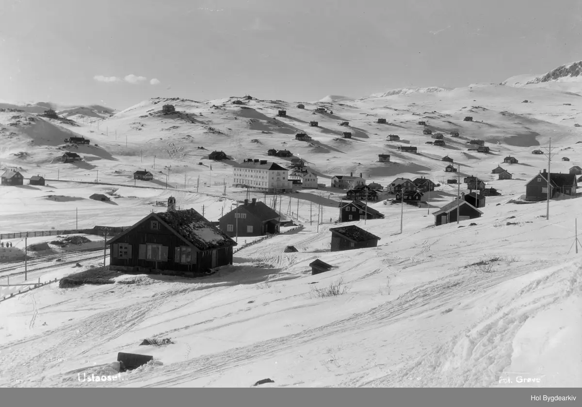 Ustaoset, vinter, Bergensbanen, hyttegrend, Ustaoset Hotell, - Hol ...