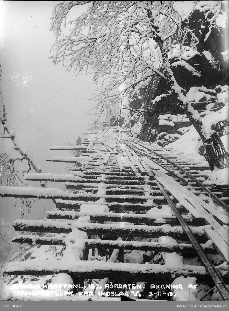 Såheim Kraftanl. 125. Rörgaten: Bygning af transportlöpe fra indslag V ...