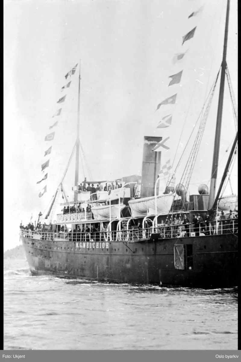 Dampskip M.G. Melchior. Sannsynligvis fra den tyske keiserens besøk 1 ...