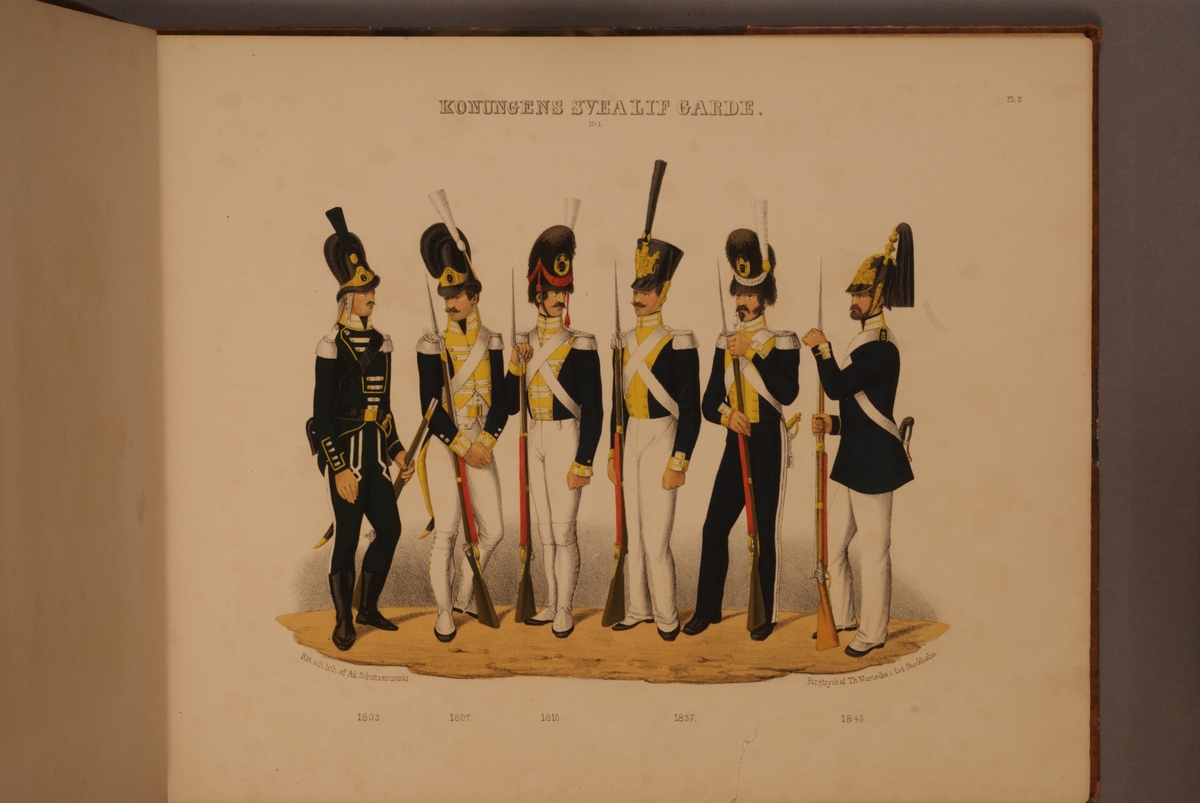 Plansch med uniform för Svea livgarde för åren 1803-1845. Plansch i ...