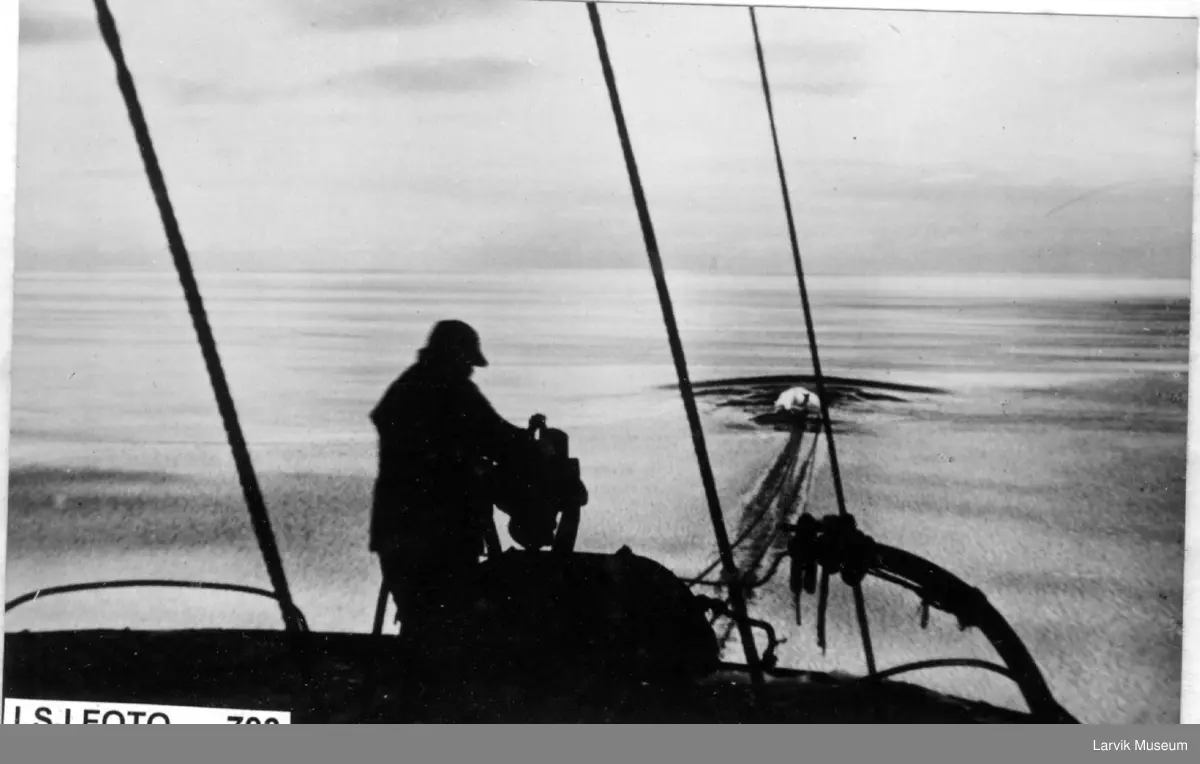 Hvalskytter ved hvalkanon, har fanget en hval - Larvik Museum ...