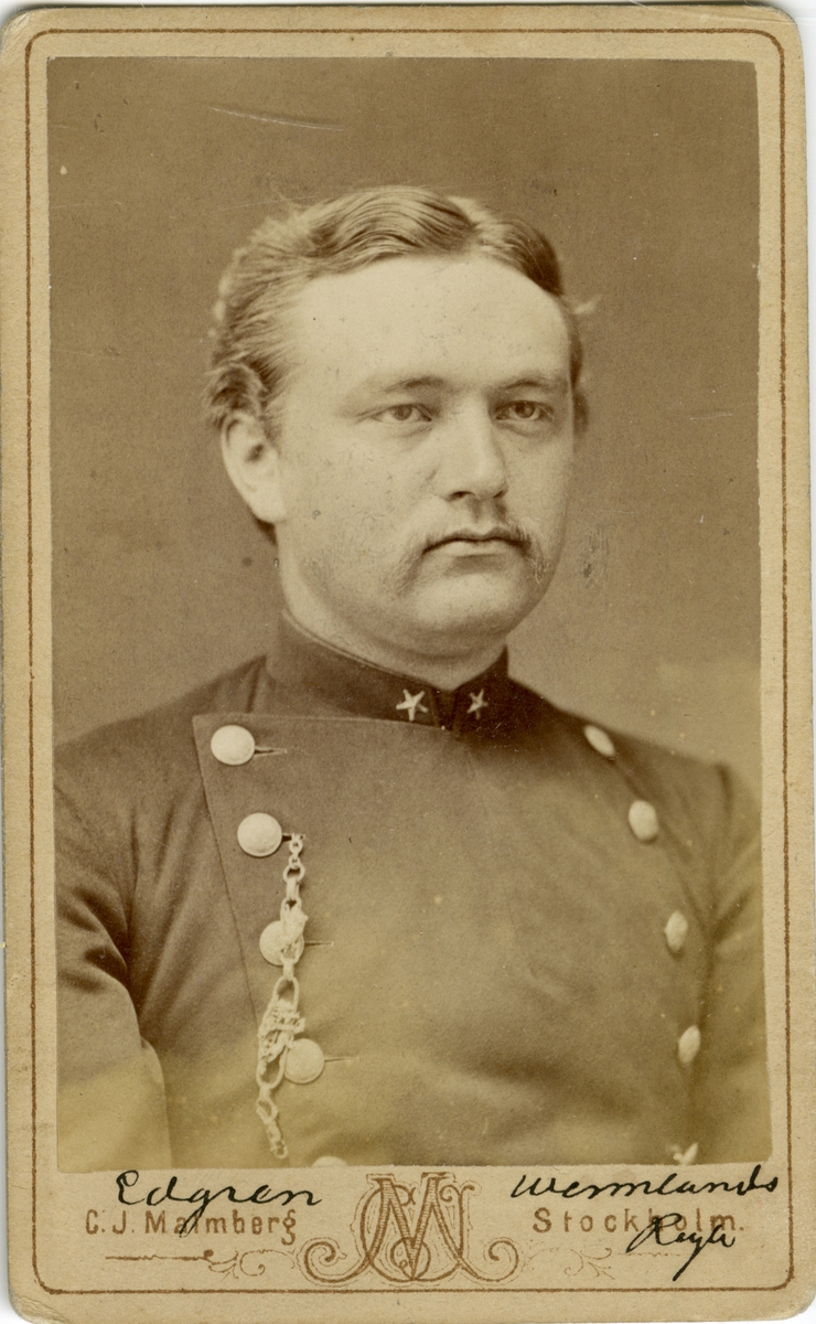 Porträtt av Gustaf Ferdinand Edgren, underlöjtnant vid Värmlands ...