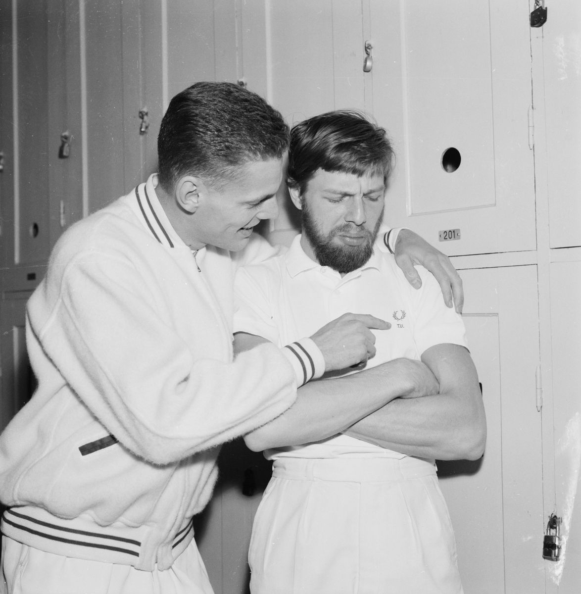 Tennisspelarna Torben Ulrich och Ulf Schmidt, Uppsala, november 1957 ...