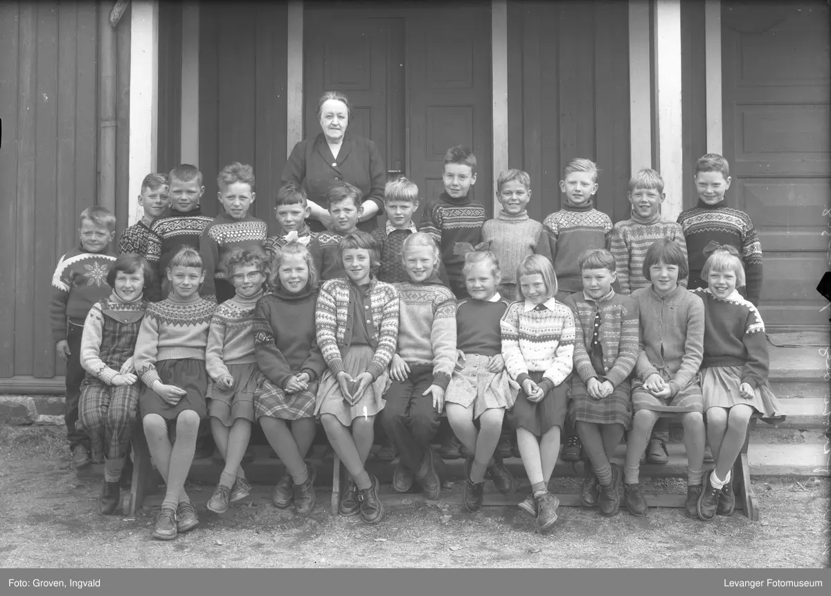 Skolebilde Fra Folkeskole Ekne Skole Levanger Fotomuseum