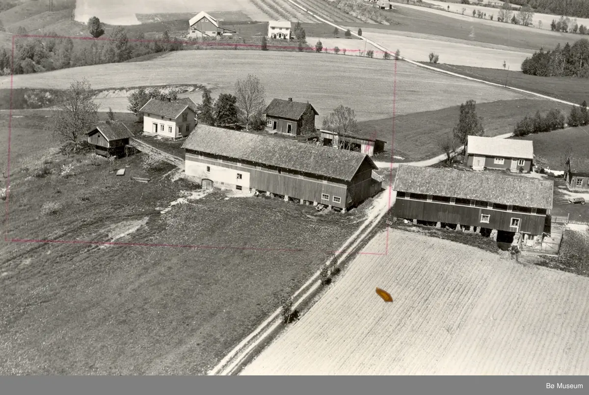 Flyfoto av Haugerud, tatt 7. juni 1958. - Bø Museum / DigitaltMuseum