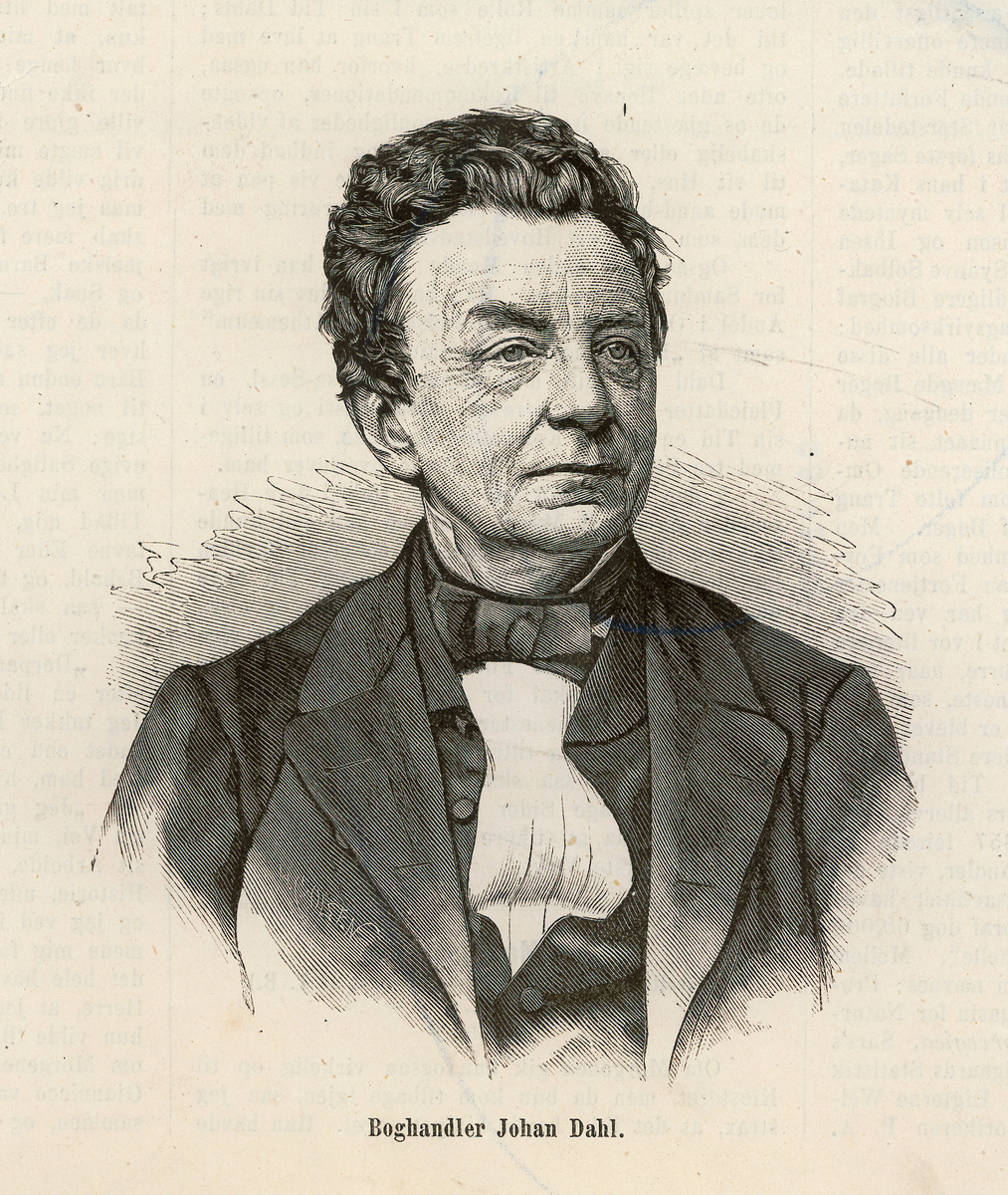 Boghandler Johan Dahl [xylografi] - Oslo Museum / DigitaltMuseum