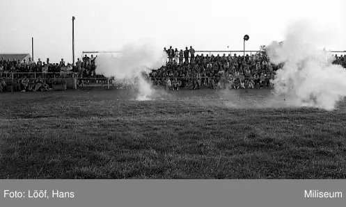 Modern Femkamp, VM. Inmarschen på ELMIA-fältet. - Miliseum / DigitaltMuseum