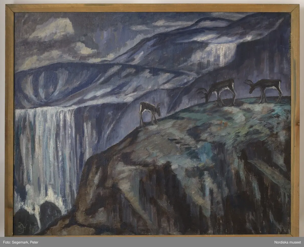 Målning av Emilie Demant Hatt, inv.nr NM.0246089. Landskap, renar på ...