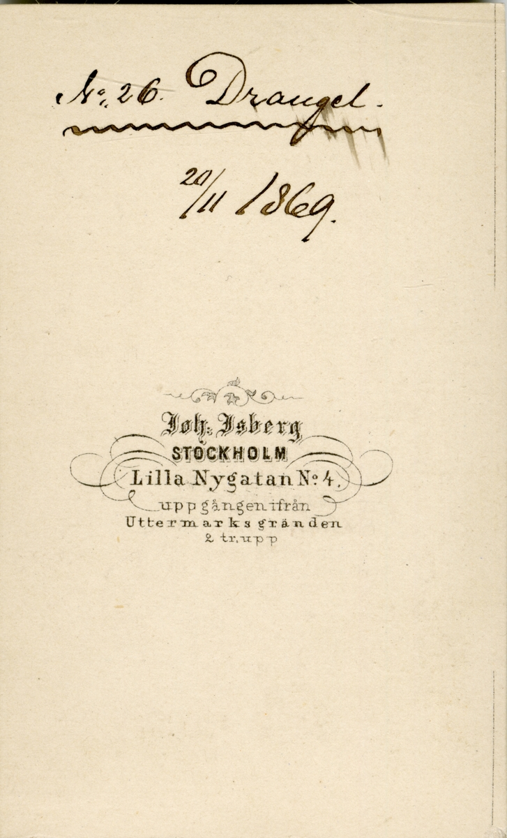 Porträtt av Carl Helmer Emanuel Wilhelm Drangel, kadett vid Krigsskolan ...