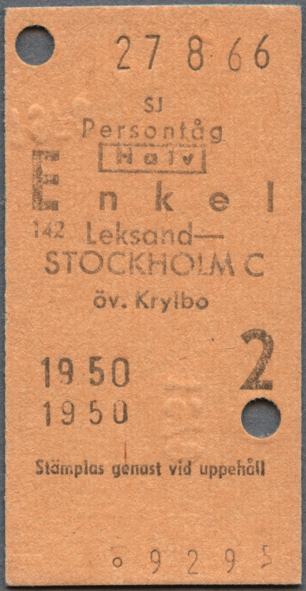 Enkelbiljett - Järnvägsmuseet / DigitaltMuseum