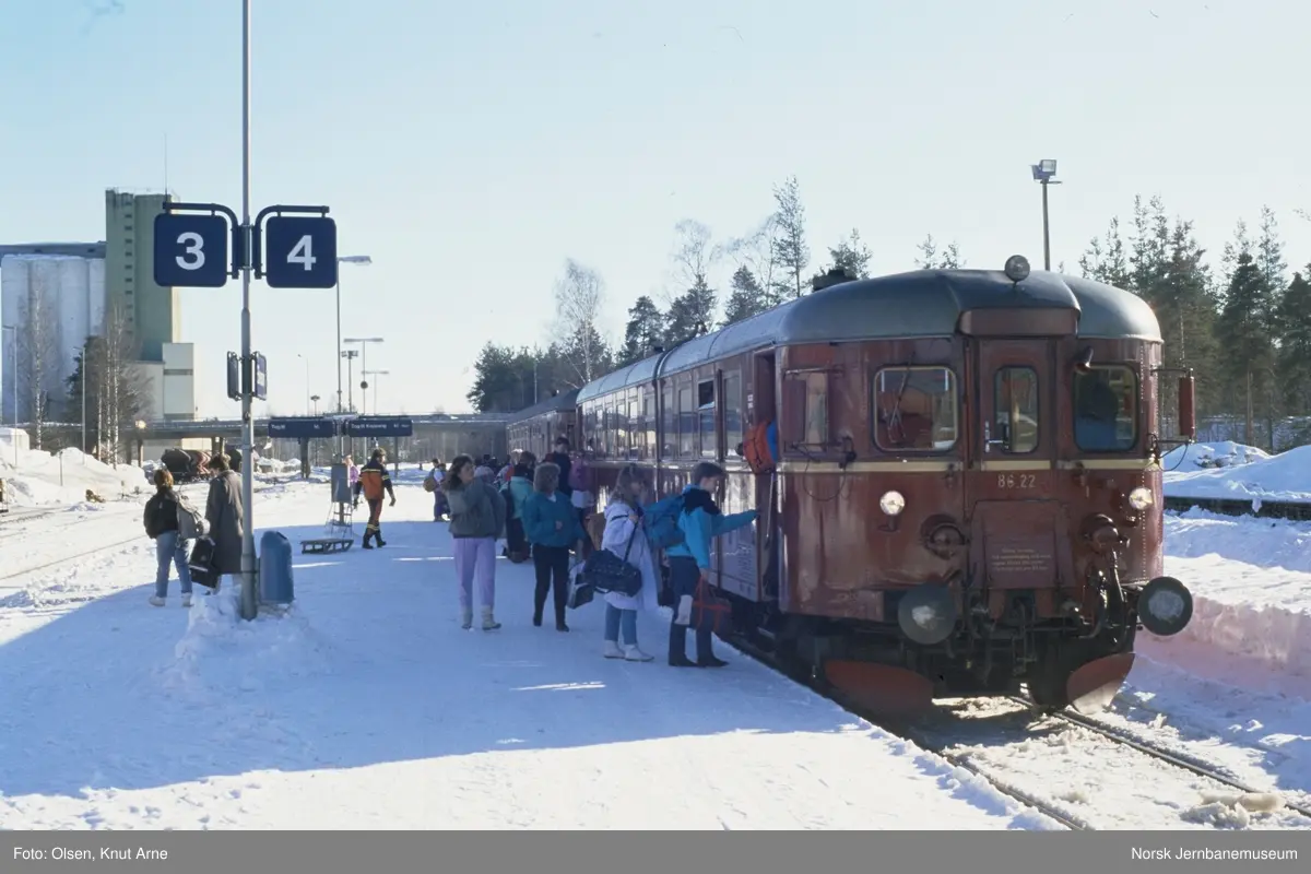 Dieselmotorvogn BM 86 22 og styrevogn BDFS 86 76 med persontog til ...