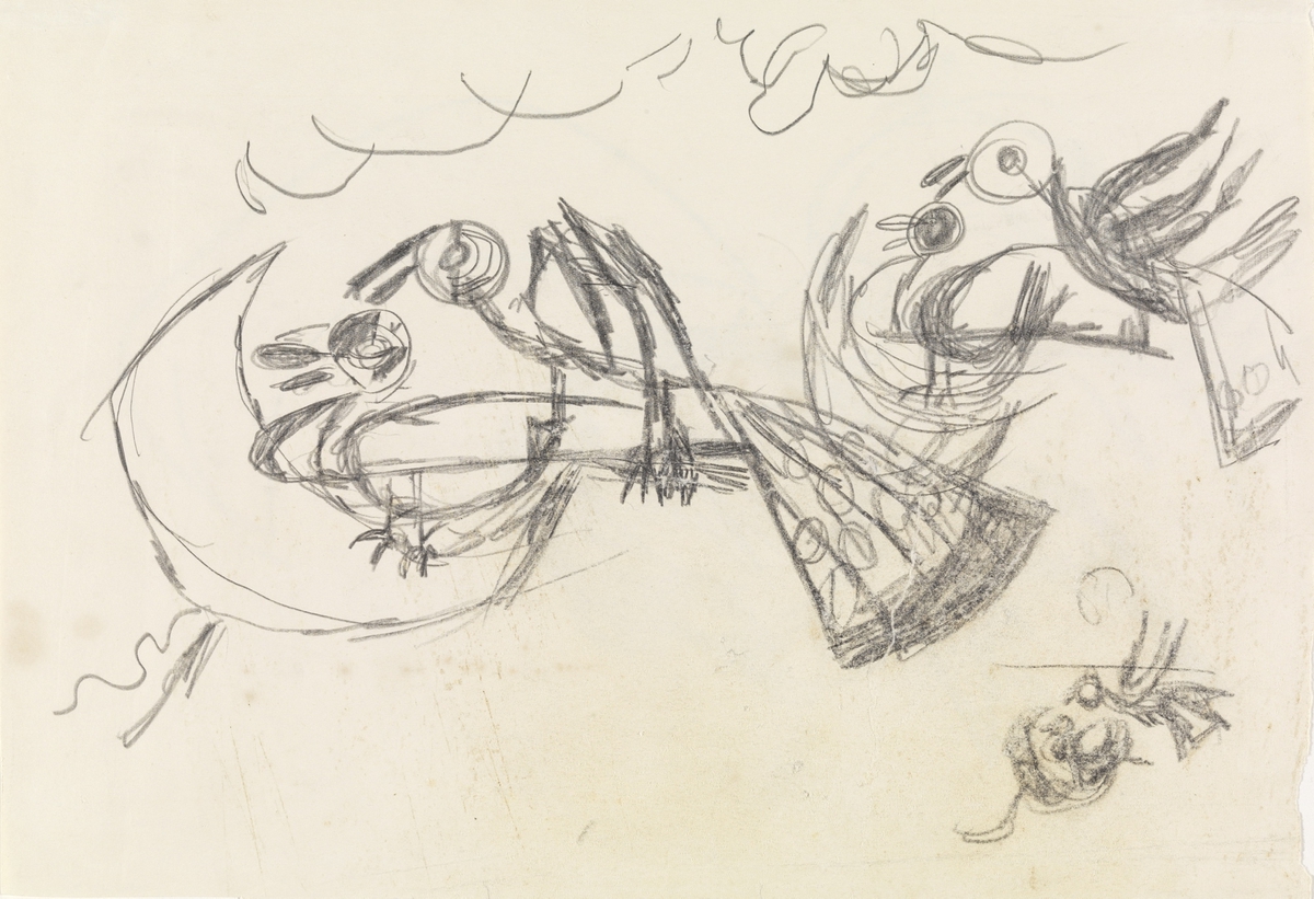 Fugler [Tegning] - Nasjonalmuseet, billedkunstsamlingene / DigitaltMuseum