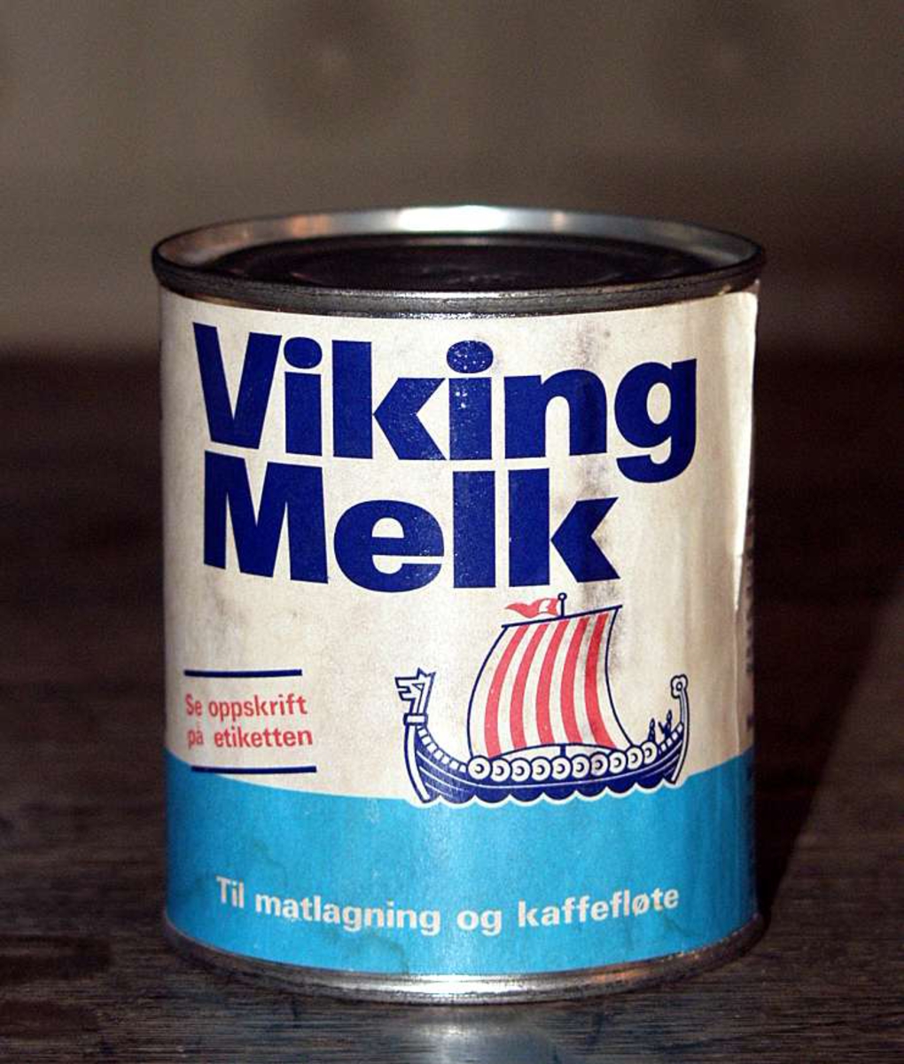Vikingmelk, tom boks - Stiftelsen Norsk folkemuseum / DigitaltMuseum